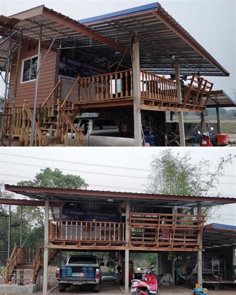 บ้านราคาไม่แพง บ้านสวนที่ทุ่งนา จ้างช่างยกโครงหลังคา ที่เหลือพ่อทำเองหมด ทั้งงานไม้ งานปูน