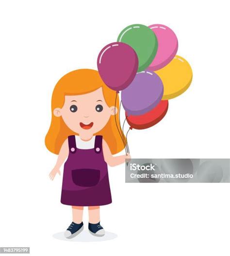 생일 파티 벡터 일러스트레이션을 축하하는 다채로운 풍선을 가진 아이들 귀여운에 대한 스톡 벡터 아트 및 기타 이미지 귀여운