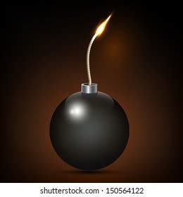 Black Sphere Bomb Burning Fuse Black Stock Vector (Royalty Free ...
