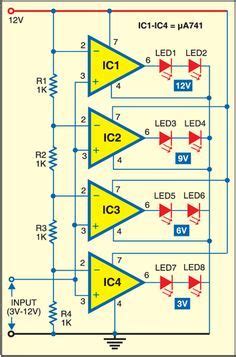 Led voltmeter note You can use LM324 instead of μ741 Battery Charger Pinterest