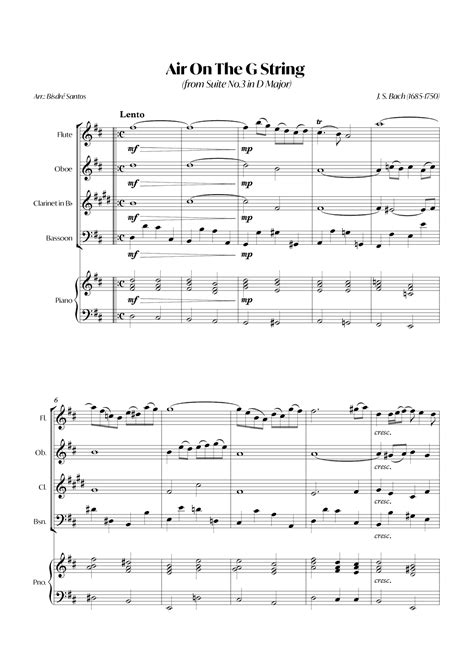 Air On The G String From Suite No 3 In D Major Bach Woodwind