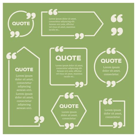 현대 견적 거품 세트 다른 견적 주석 프레임 빈 템플릿 프리미엄 벡터