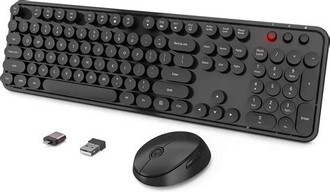 Wireless Keyboard And Mouse Combo Ergonomic Full Size Typewriter Retro
