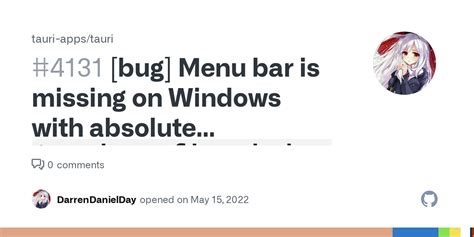 Bug Menu Bar Is Missing On Windows With Absolute `nfig