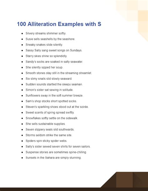 99 Alliteration With S Examples
