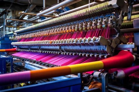 Premium Photo Textile Industry Yarn Spools On Spinning Machine In