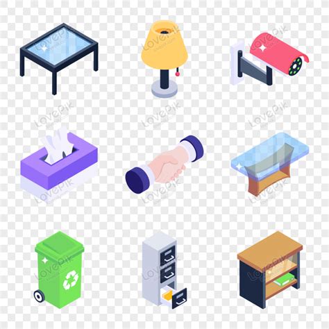 아이소메트릭 사무용 가구 Png 일러스트 및 벡터 이미지 무료 다운로드 Lovepik