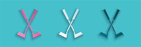 종이 컷 파란색 배경에 고립 된 크로스 골프 클럽 아이콘 종이 아트 스타일 벡터 경쟁에 대한 스톡 벡터 아트 및 기타 이미지 경쟁 골프 골프 선수 Istock