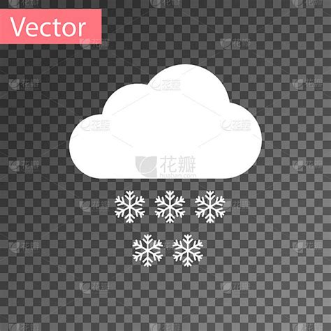 白色的云与雪图标孤立在透明的背景。云与雪花。单一的天气图标。下雪的迹象。矢量图