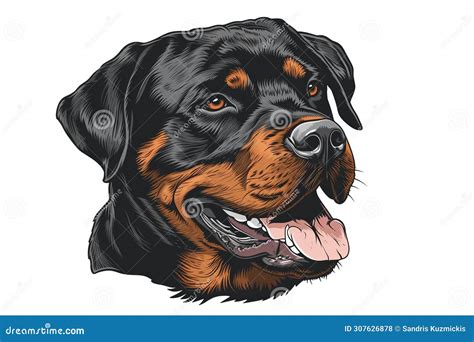 Rottweiler Head Vector Portrait With One Continuous Line