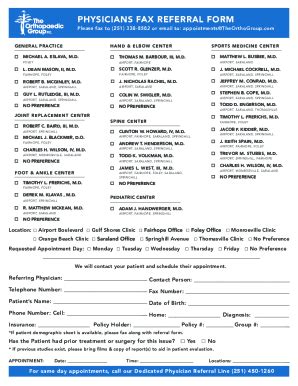 Fillable Online PHYSICIANS FAX REFERRAL FORM Fax Email Print PdfFiller