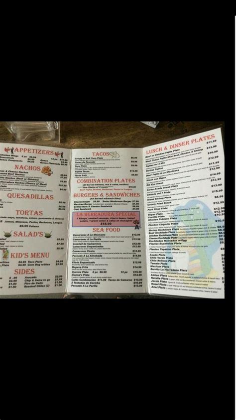 Menu At La Mission Restaurant Falcon Falcon
