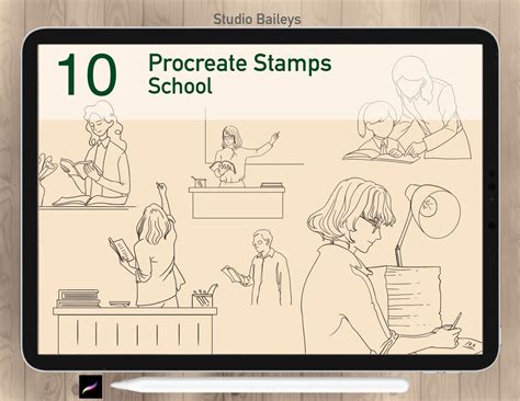 10 Procreate School Theme Stamps Anime Humans Figure Procreate
