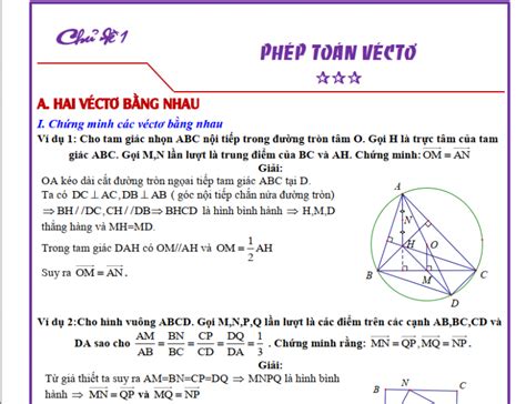 Các Bài Tập Hình Học Vecto Lớp 10 Có Đáp Án