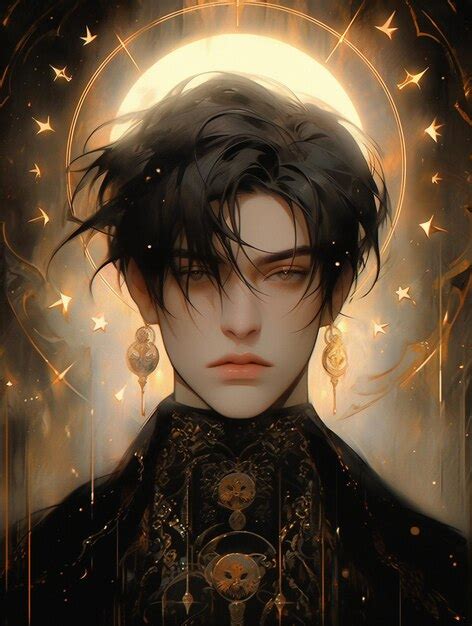 Premium Ai Image Anime Style Portrait Of A Man With A Black Hair And