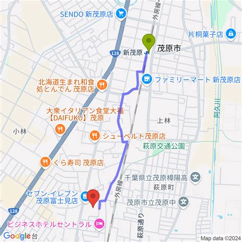 茂原市市民体育館の最寄駅新茂原駅からの徒歩ルート約21分 MDATA
