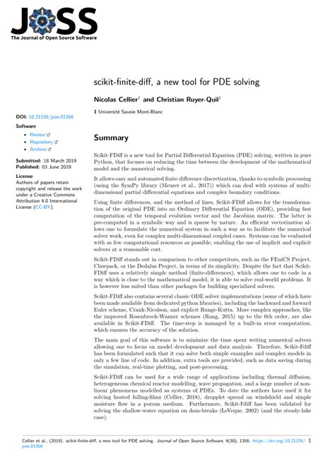 Pdf Scikit Finite Diff A New Tool For Pde Solving
