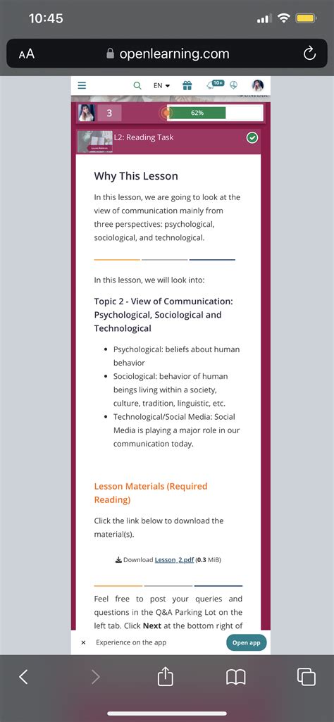 i want to know why i cannot access reading task for lesson 2 lesson 3