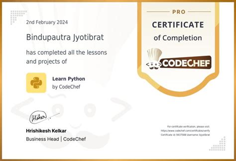 Bindupautra Jyotibrat On Linkedin Python Codechef Certification Learningjourney