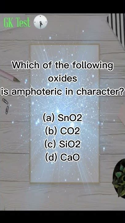 Which Of The Following Oxides Is Amphoteric In Character Sno2co2c
