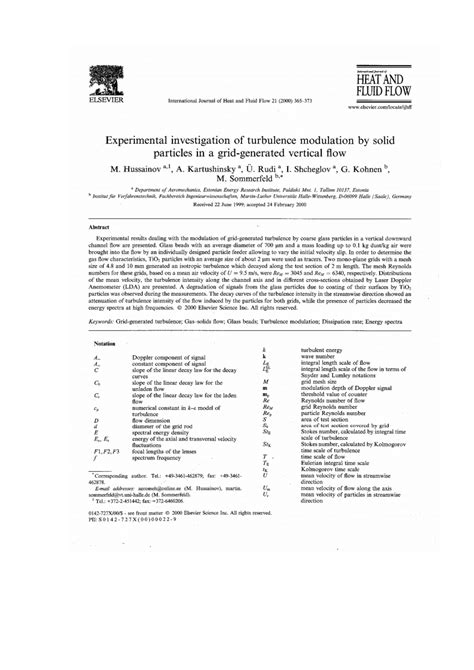 Pdf Experimental Investigation Of Turbulence Modulation By Solid