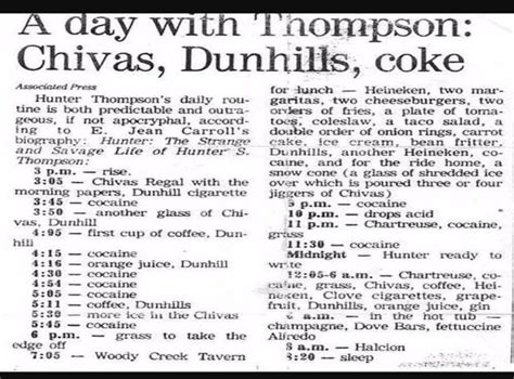 Hunter S Thompsons Daily Routine Fyi Chivas Regal Is A Scottish