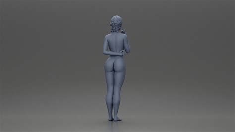 D File Naked Woman Standing Hand Resting On Her Back Speaking Into A Radio D Printing Idea