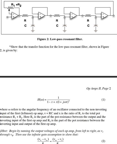 Solved Please Help Prove This Transfer Function R1 R2 W R R R C C C