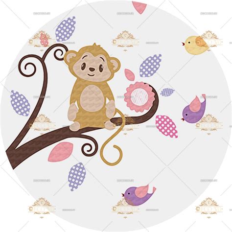 طرح ساده کودکانه از درخت و حیوانات