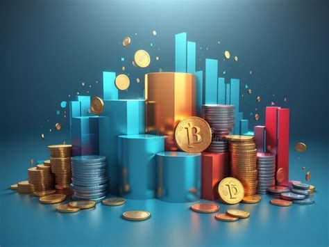 Premium AI Image Investment Insights 3D Coins Graphs And Stock Market