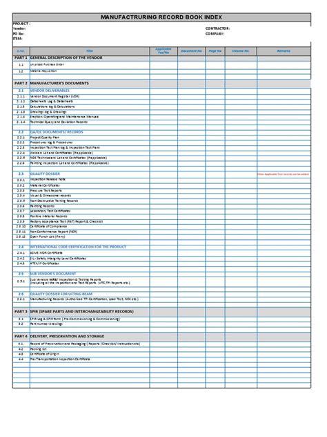Sample Mrb Index For Eni Pdf Nondestructive Testing Engineering