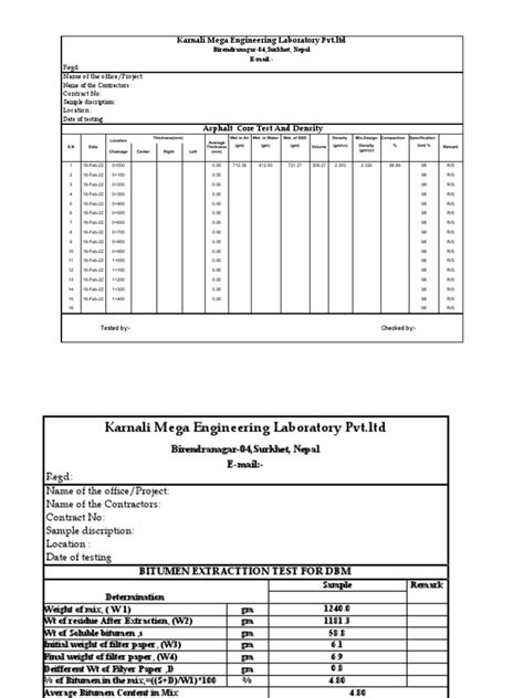 Asphalt Core Test 1 Pdf Asphalt Materials