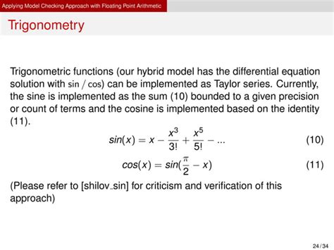 applying model checking approach with floating point arithmetic for