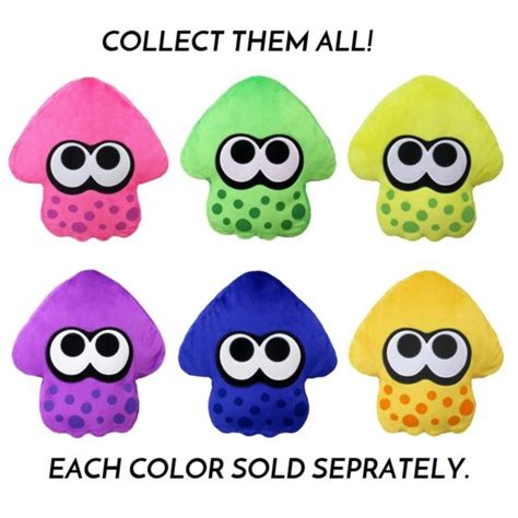 Neon Yellow Inkling Squid Official Splatoon 2 Cushion Plush Video