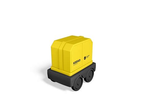 Premium Psd Autonomous Parcel Delivery Robot Mockup