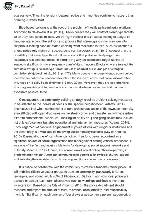 Police Minority Relations Criminal Justice 824 Words Essay Example