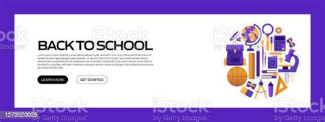 다시 방문 페이지 템플릿 웹 사이트 배너 광고 및 마케팅 자료 온라인 광고 비즈니스 프리젠 테이션 등에 대한 학교 관련 벡터 일러스트레이션으로 0명에 대한 스톡 벡터 아트