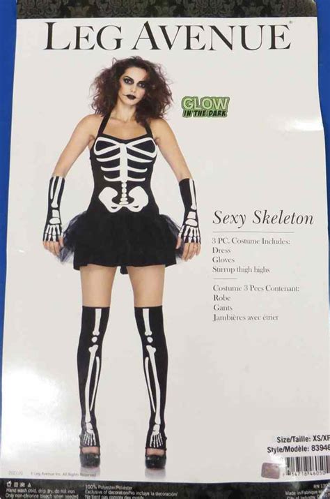 Sexy Skeleton Bones Skull Glow Dark Fancy Dress Up Halloween Sexy Adult