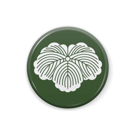 【抱き杏葉】缶バッジ：戦国武将家紋 大友宗麟【承和色】 文月 Base店