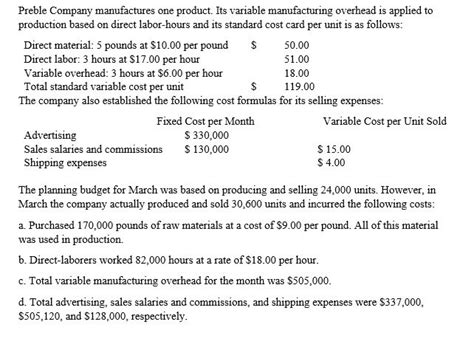 Solved 1 What Is The Variable Overhead Rate Variance For