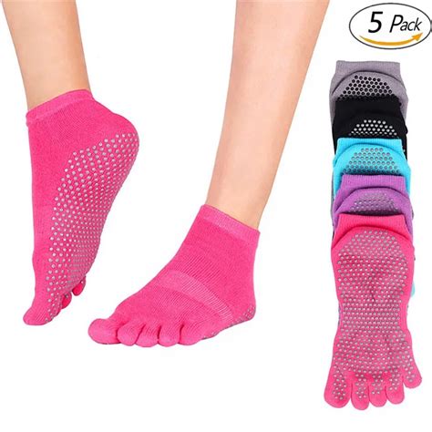 5 Pairslot Women Professional Socks Non Slip Five Finger Toe Socks