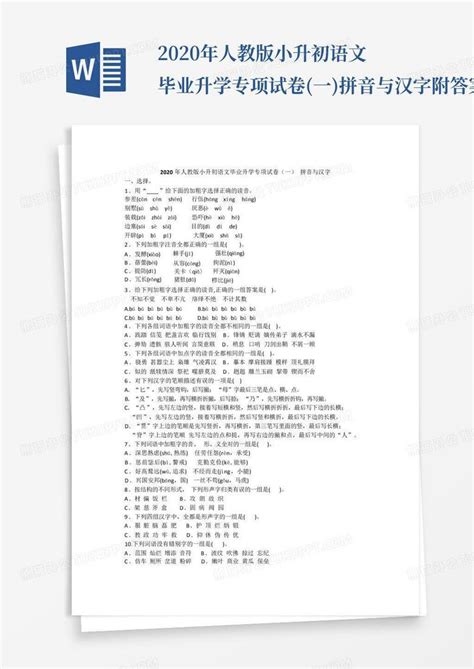 2020年人教版小升初语文毕业升学专项试卷 一 拼音与汉字附答案word模板下载 编号lwezjkbz 熊猫办公