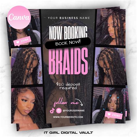 Editable Braids Flyer Braids Booking Flyer Braids Specials Braid