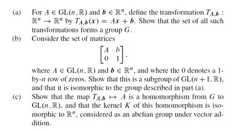 Solved For A E GL N R And B E R Define The Chegg