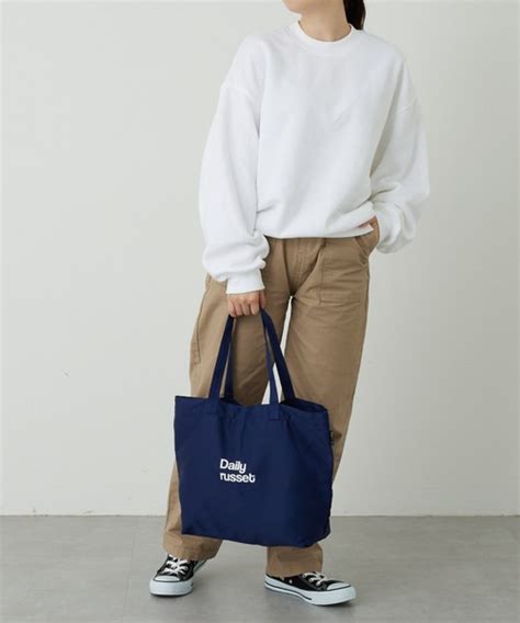 Daily Russet（デイリー ラシット）の「【推し活にも使える】ロゴ コットンエコバッグm（エコバッグサブバッグ）」 Wear