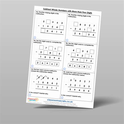year 5 subtract whole numbers with more than four digits reasoning and