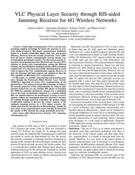 Pdf Vlc Physical Layer Security Through Ris Aided Jamming Receiver