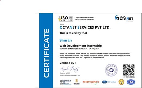 simran kumari on linkedin webdevelopment internship octanet tech