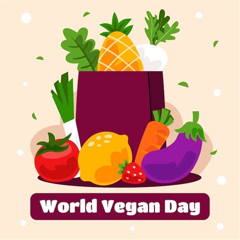 Ilustración Plana Para La Celebración Del Día Mundial Del Vegano