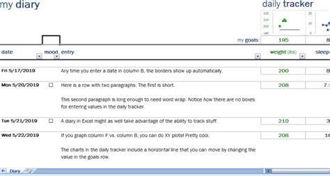 Diary Template Excel Template For Free